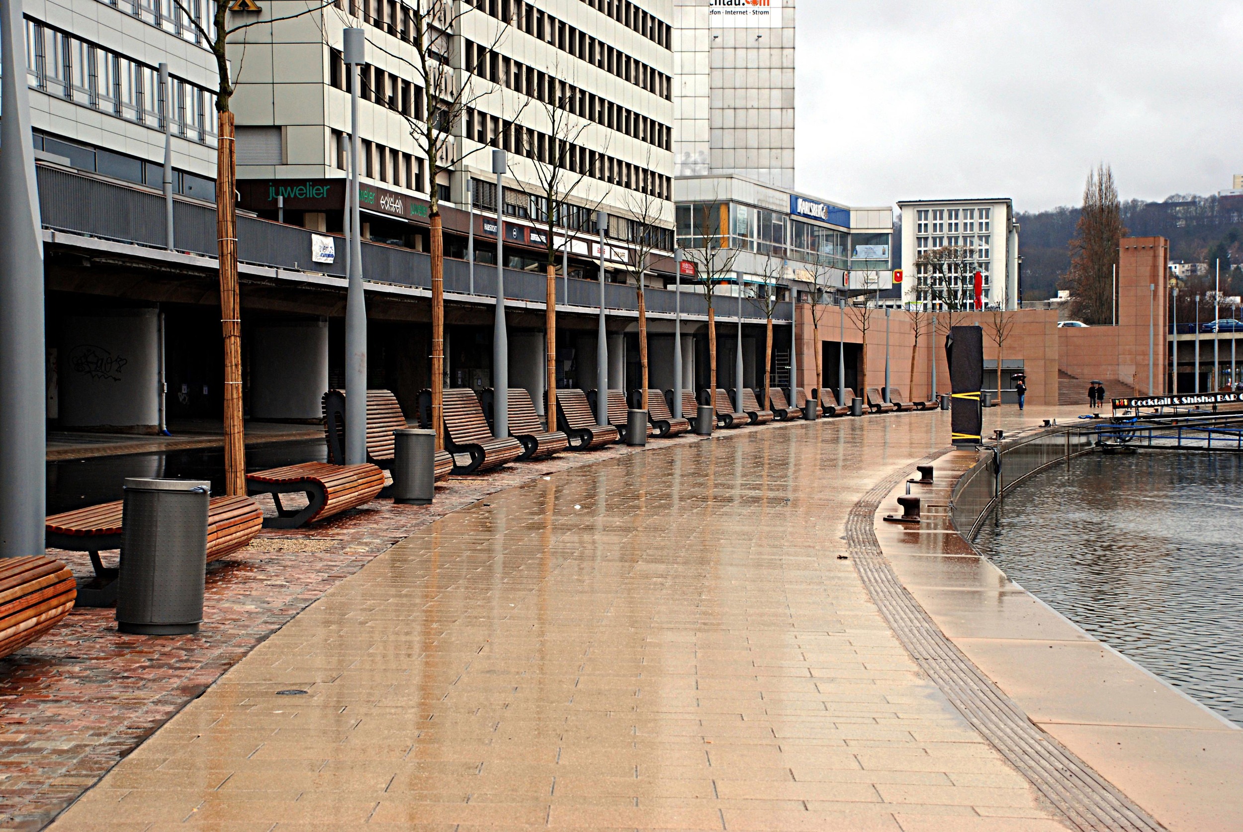 City riverside during rain, germany, saarbrücken free image download