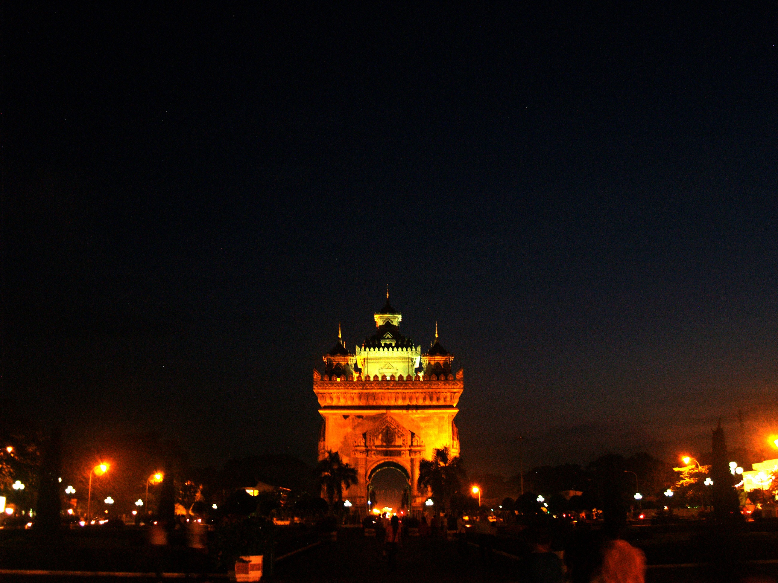 Patuxai, Gate of Triumph monument at night, laos, vientiane free image ...