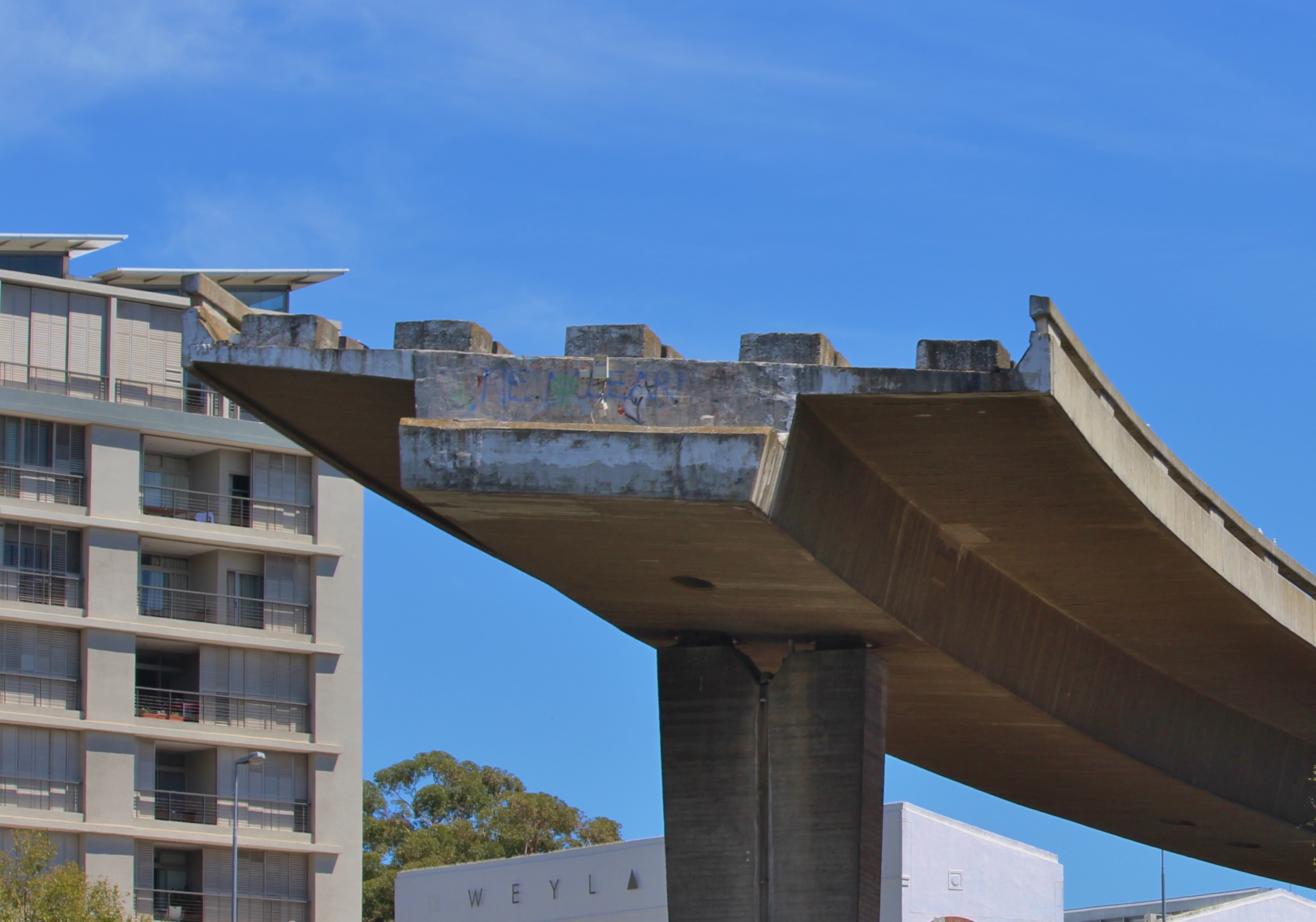 Incomplete section of Foreshore Freeway Bridge, south africa, cape town ...