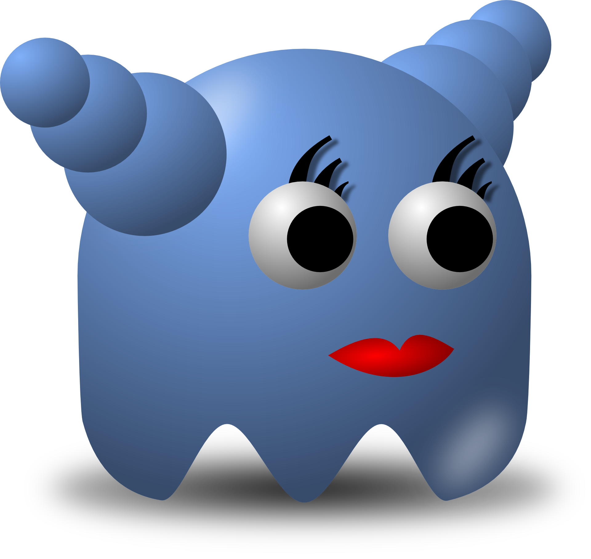 Funny blue pac-man from the computer game free image download