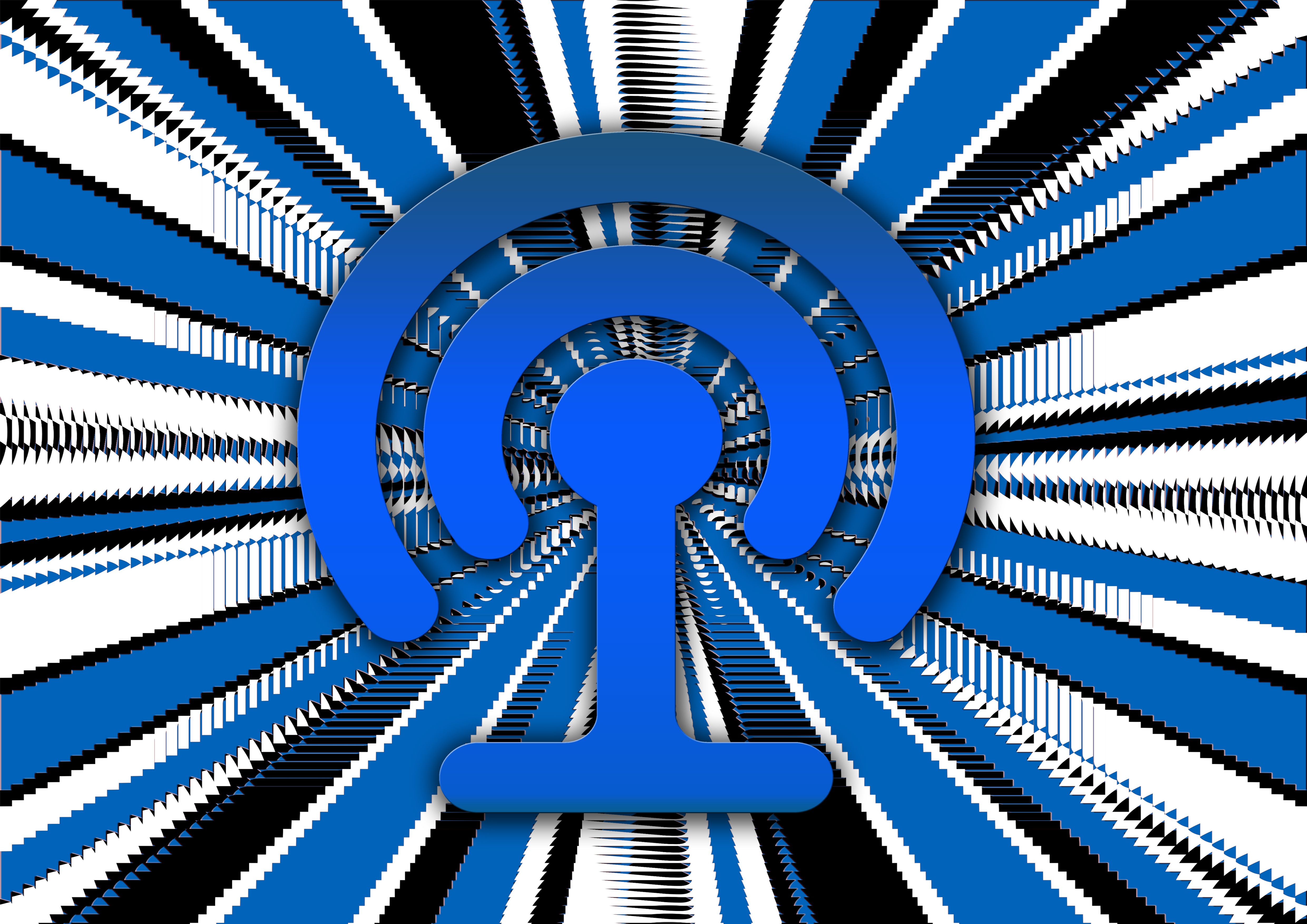 Communication icon in white and blue beams free image download