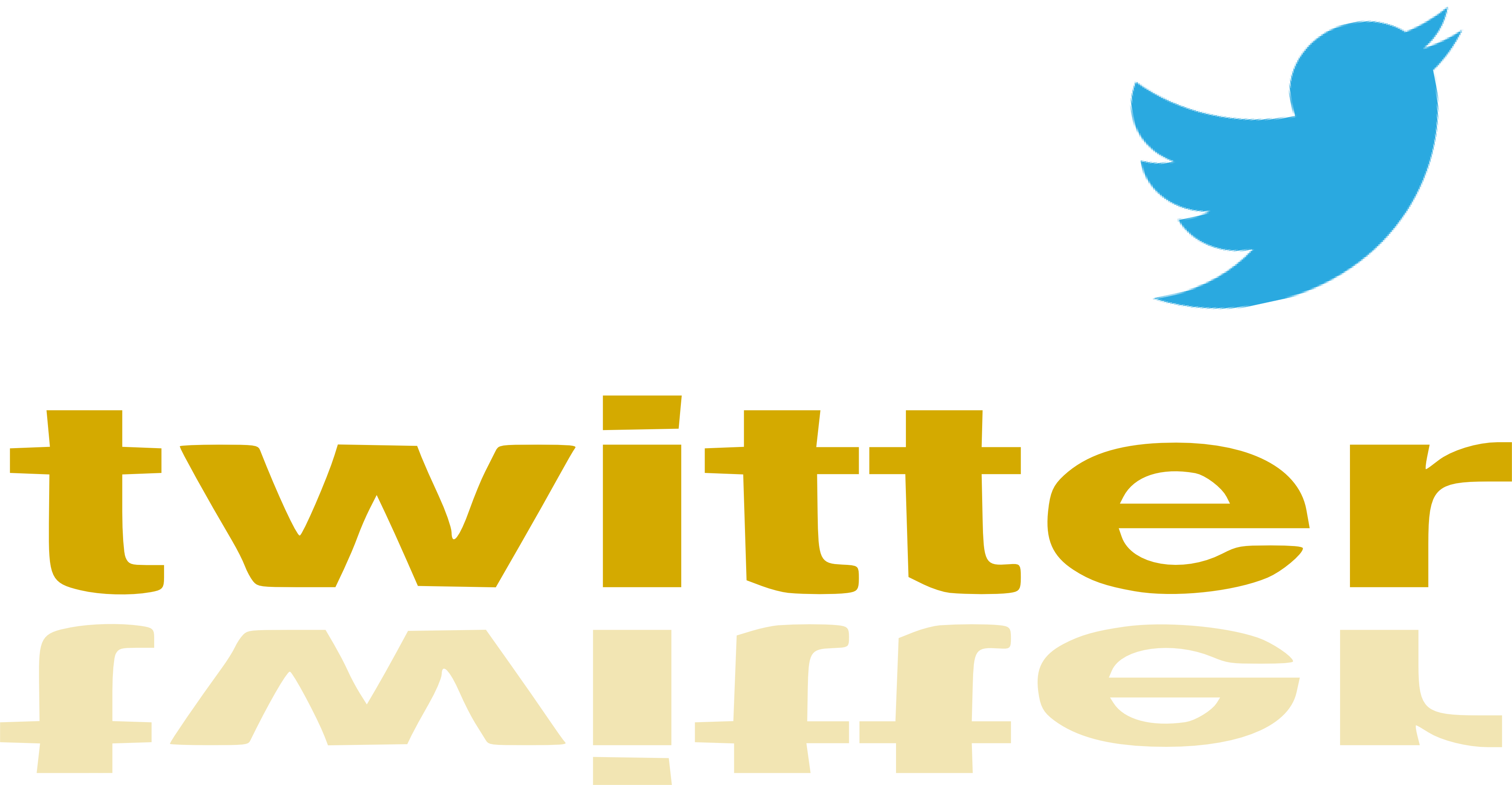 Yellow word twitter and in the corner of Blue bird free image download