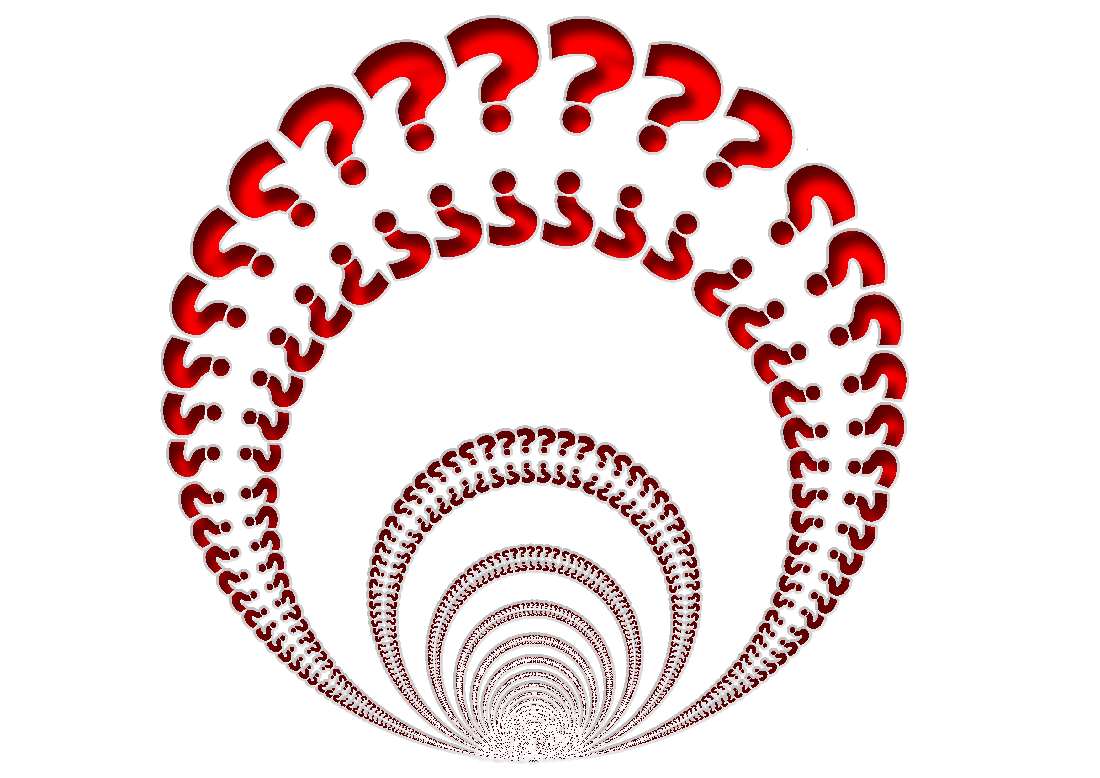 Red question marks and their reflection arranged by a spiral free image ...