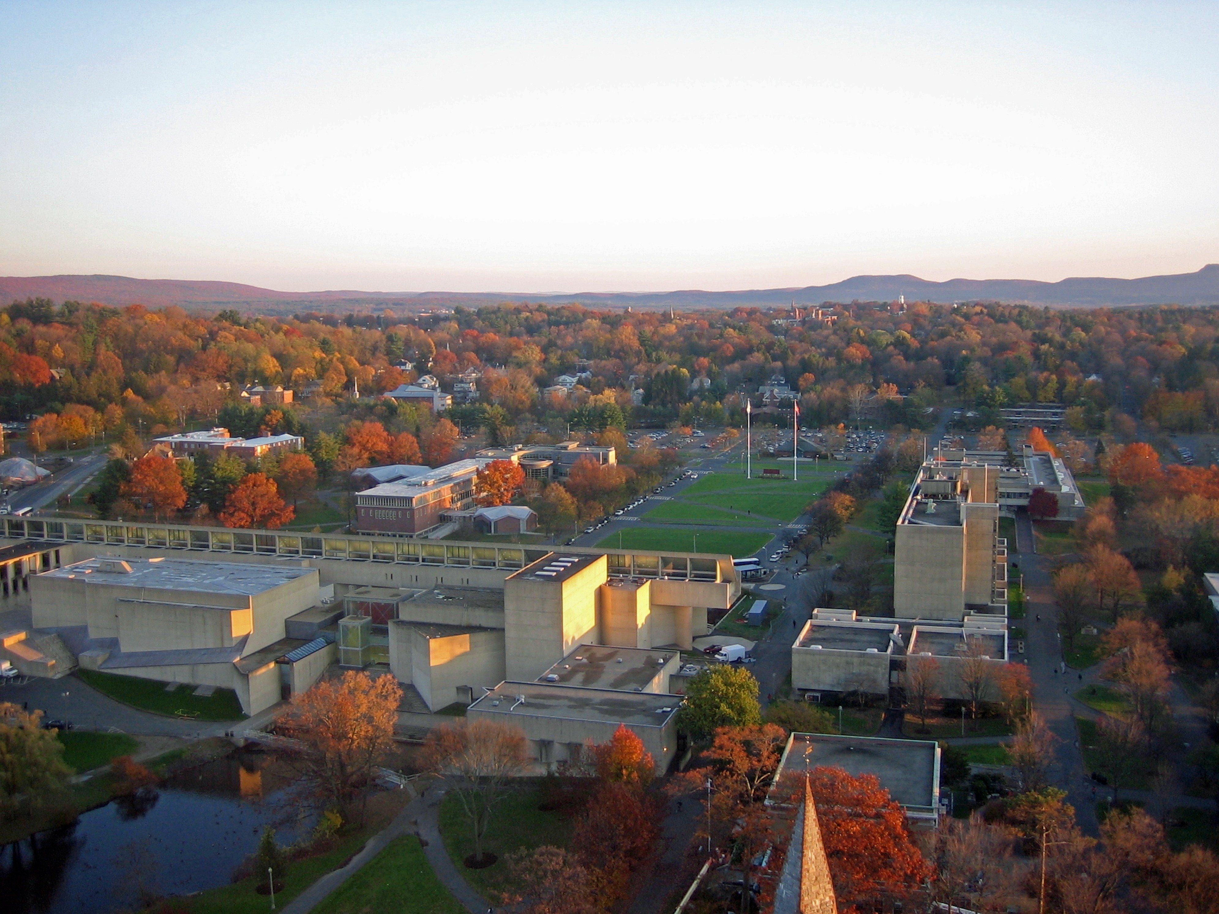 Panoramic view of the university of massachusetts in the fall free ...