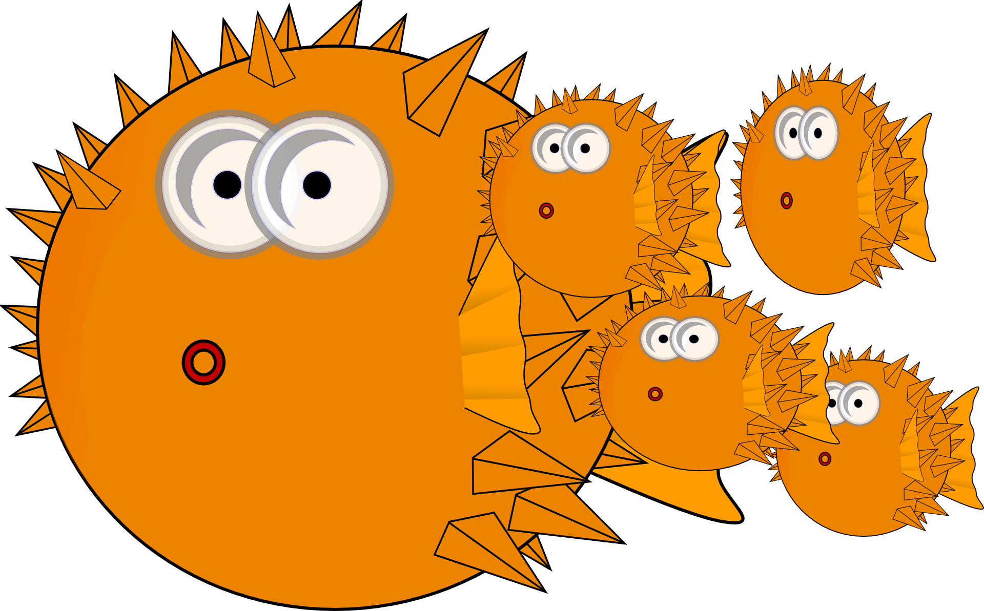 Graphic image of orange fish with spikes free image download