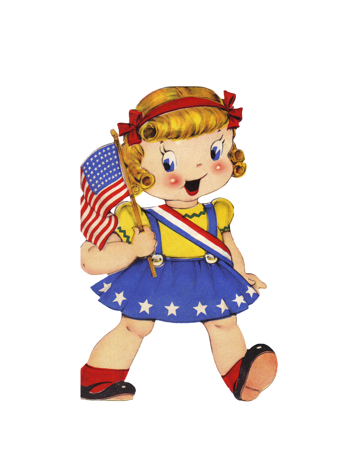 Happy girl with flag drawing free image download