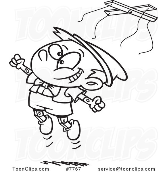 Boy Jumping Line Drawing free image download