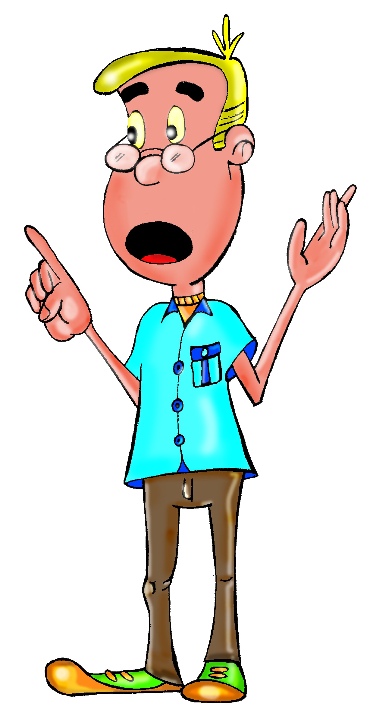 Drawing of a blond man with a surprised face free image download