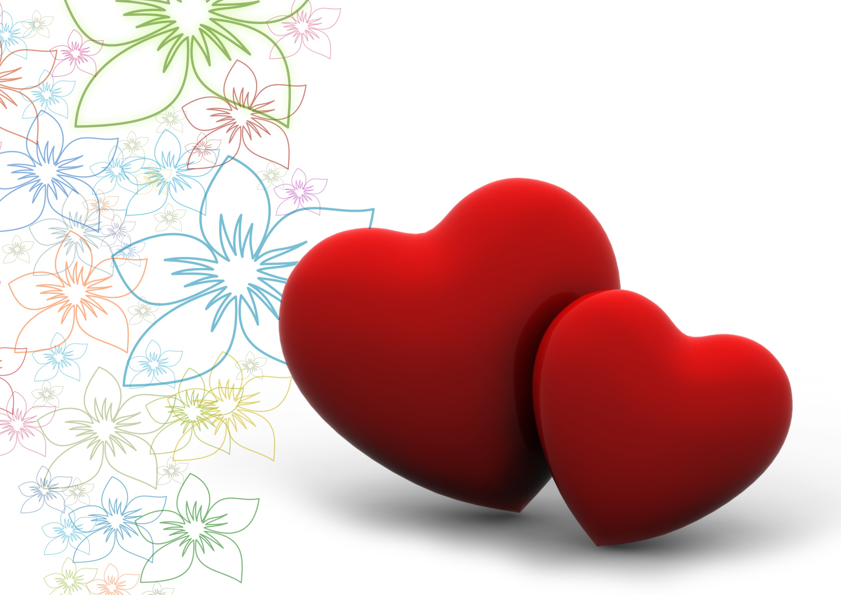 Heart pair and flower deawing free image download