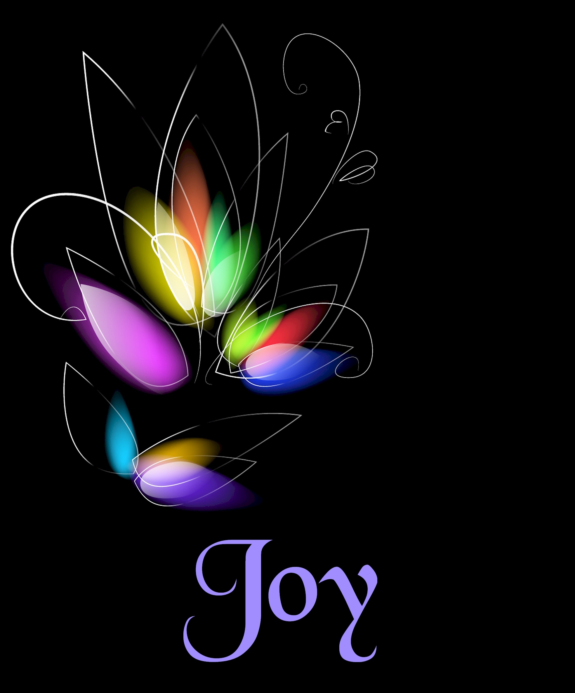 Joy inscription at black background with floral pattern free image download