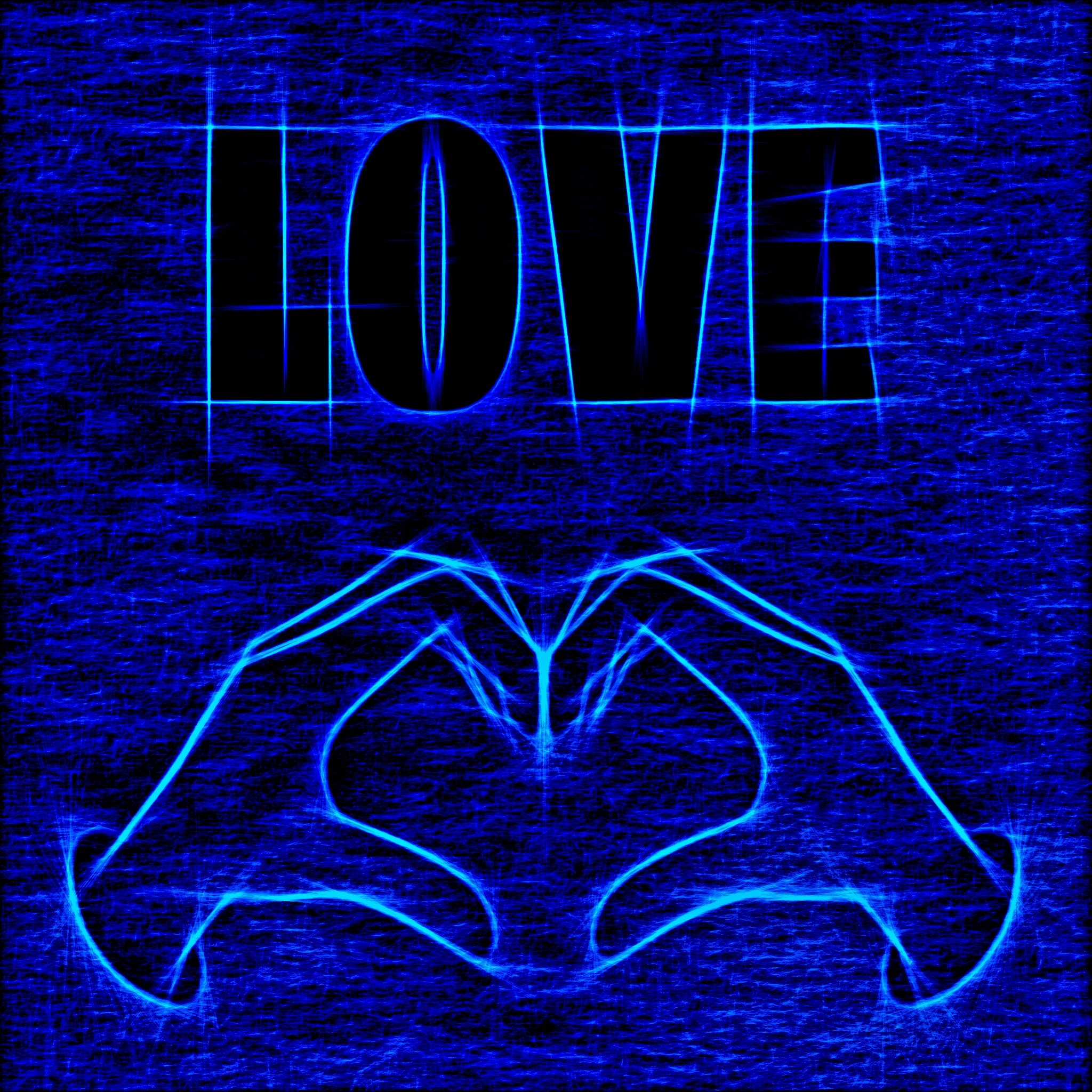 Hand hearts on a blue background free image download