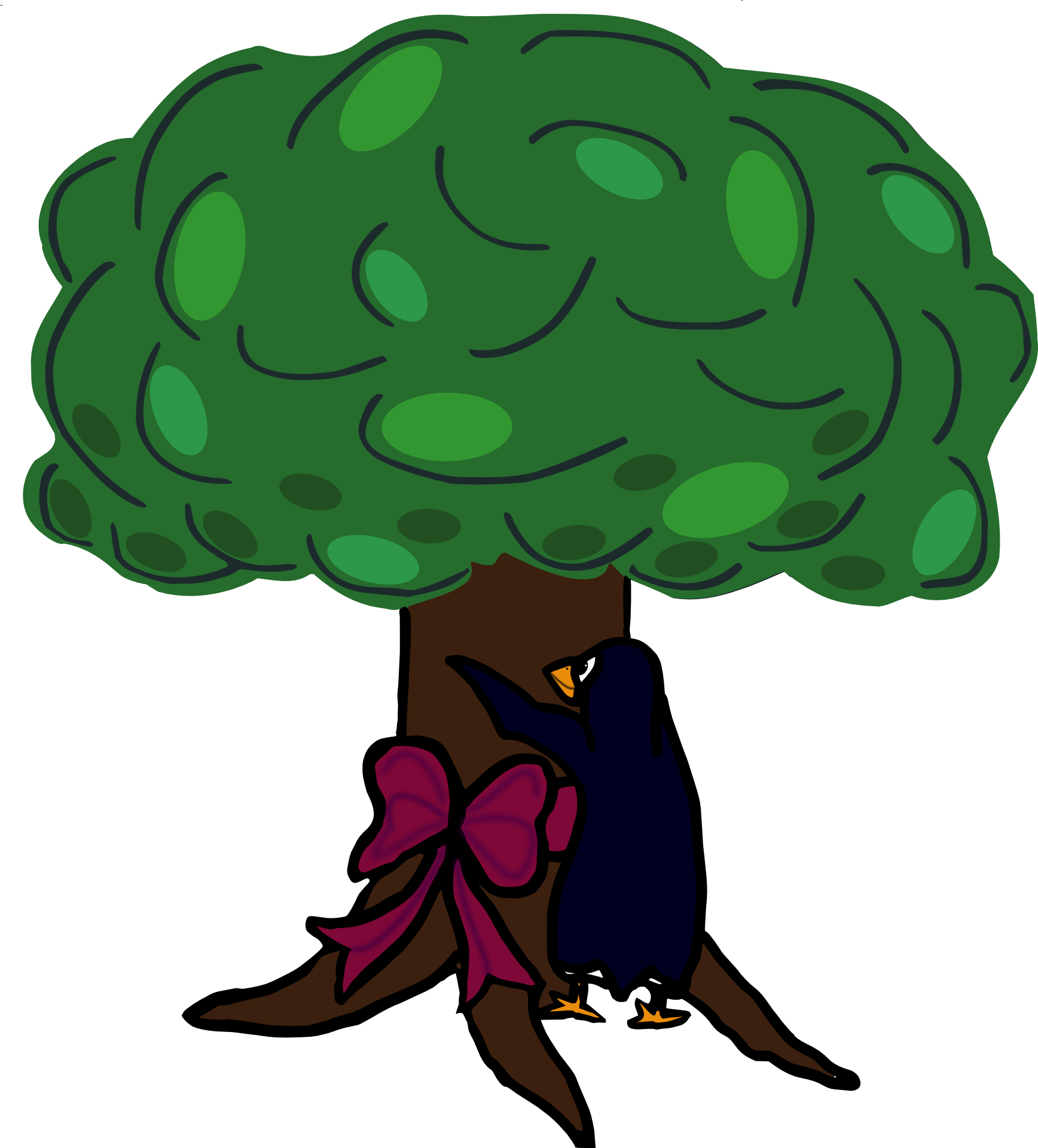 Penguin under a tree free image download