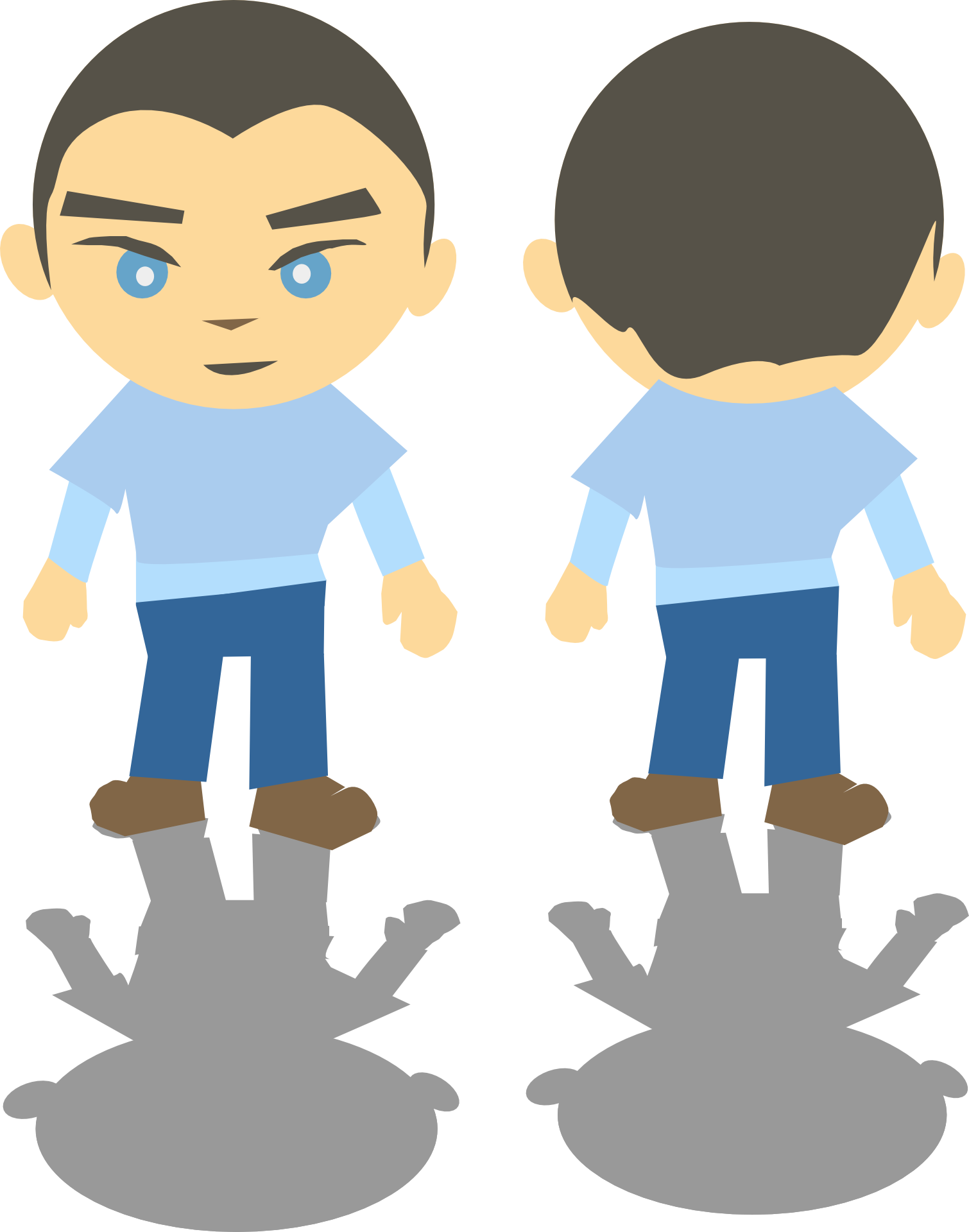 Drawn boy front and back view free image download