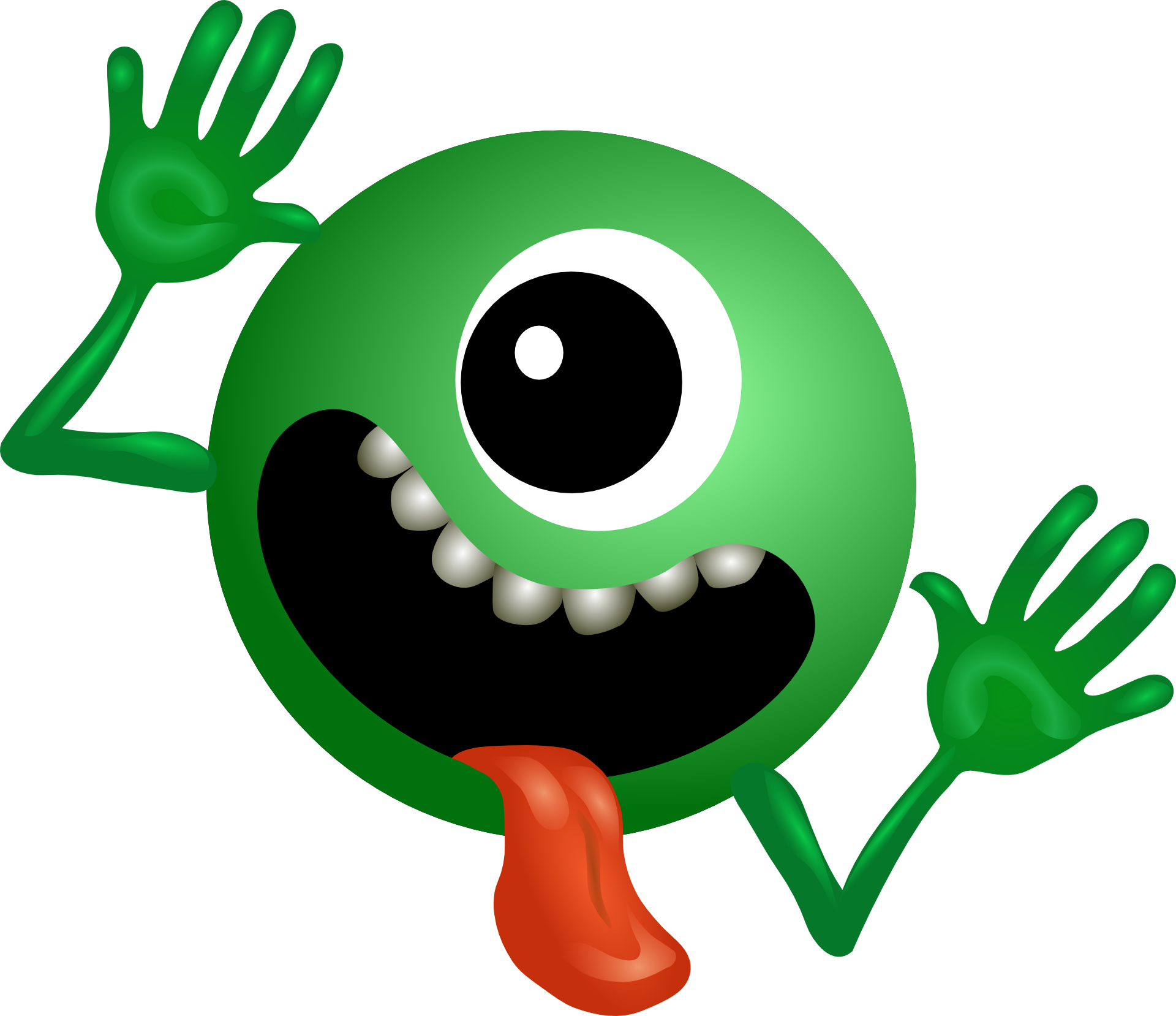 Monster green smiley cartoon drawing free image download