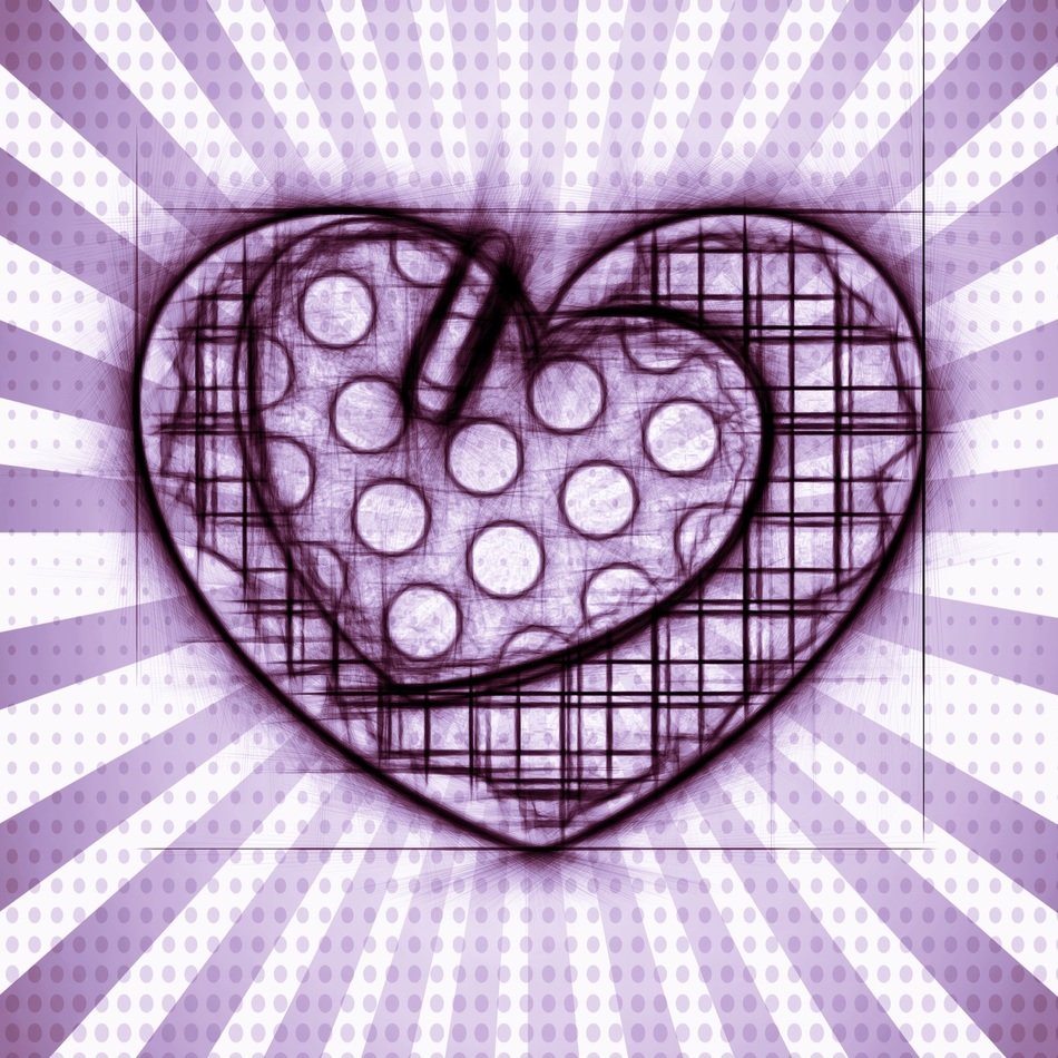 Purple drawing of hearts free image download