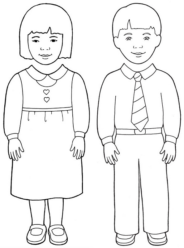 Child girl and boy, outline free image download