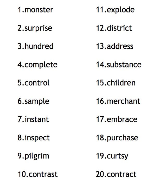 VCCCV Syllable Pattern Word List free image download