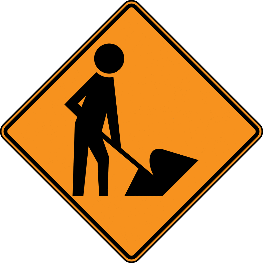 Yellow sign for construction works free image download