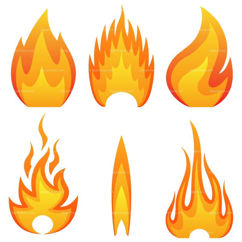 Fire flame of different types on a white background free image download