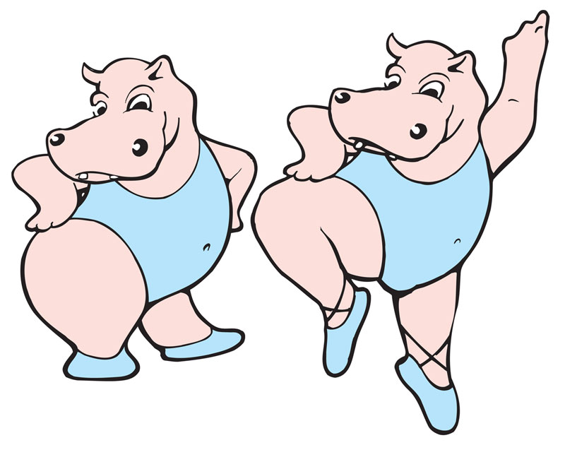 Pink Cartoon Hippo drawing free image download