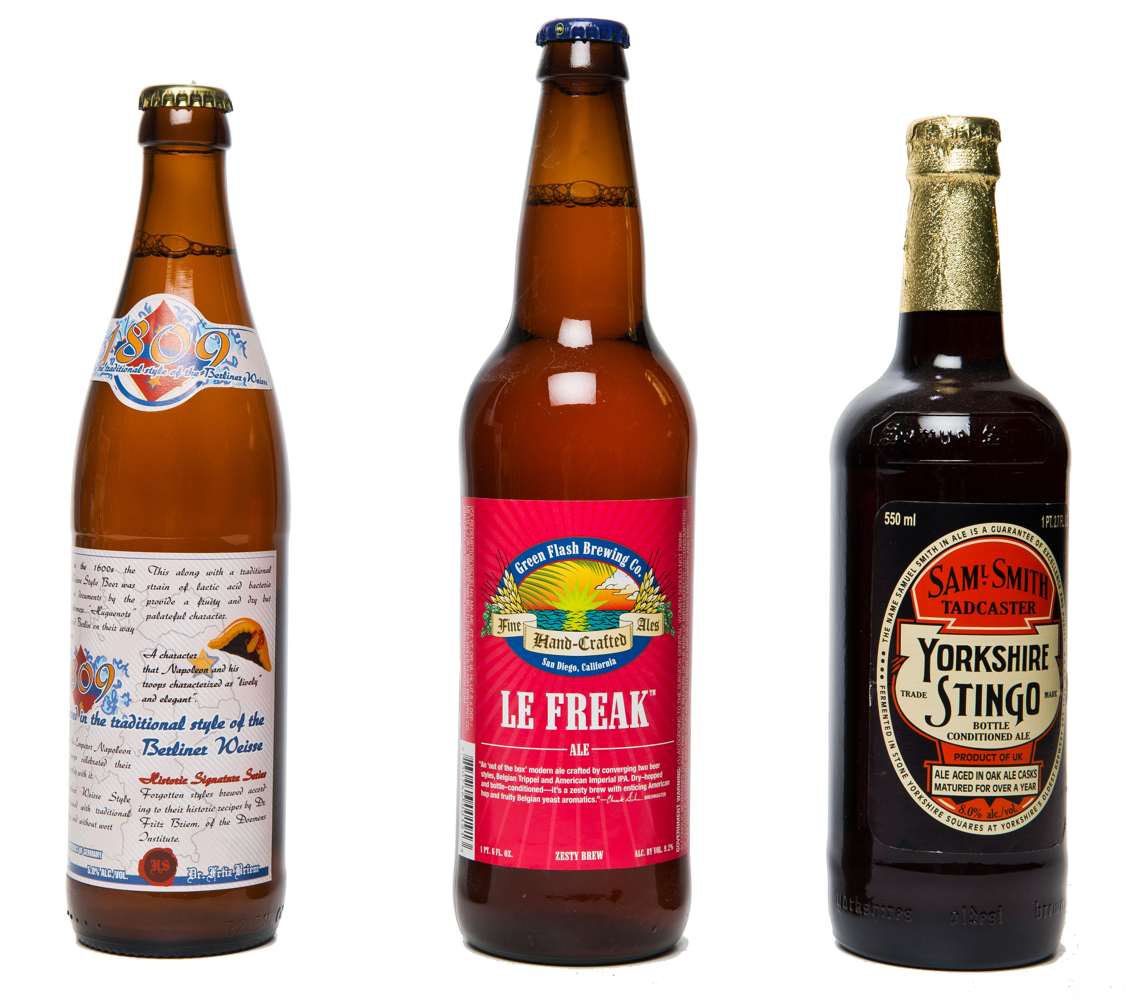 Three bottles of irish brand beer as picture free image download