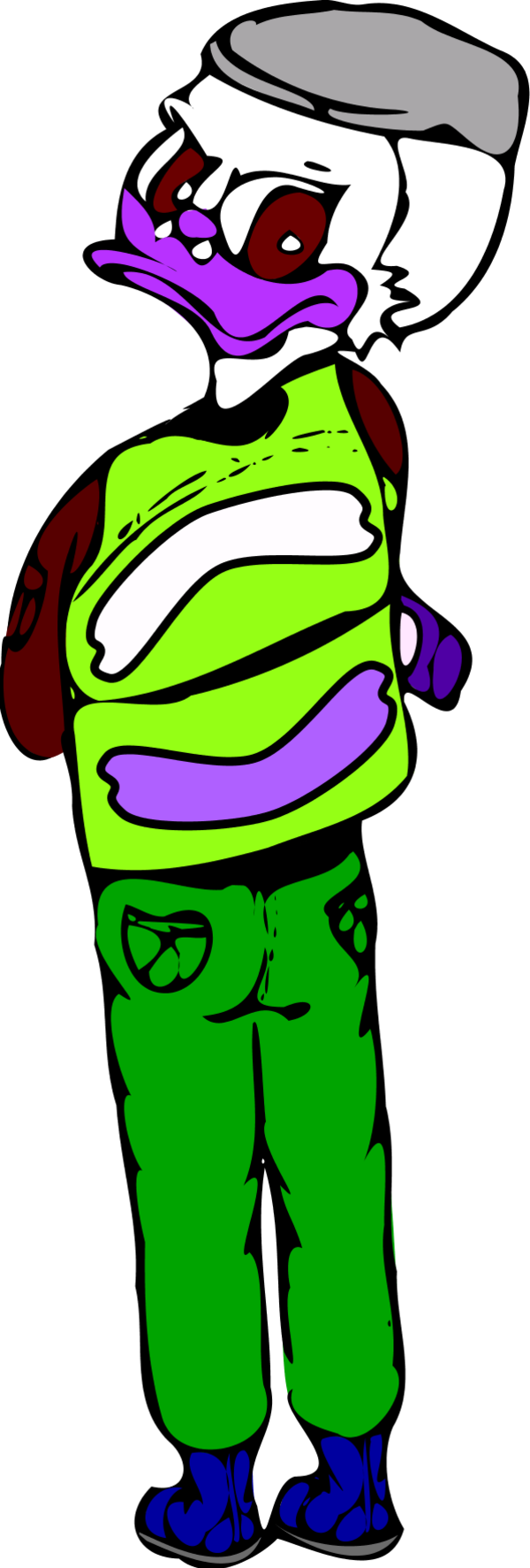 Donald Duck in green clothes, drawing free image download