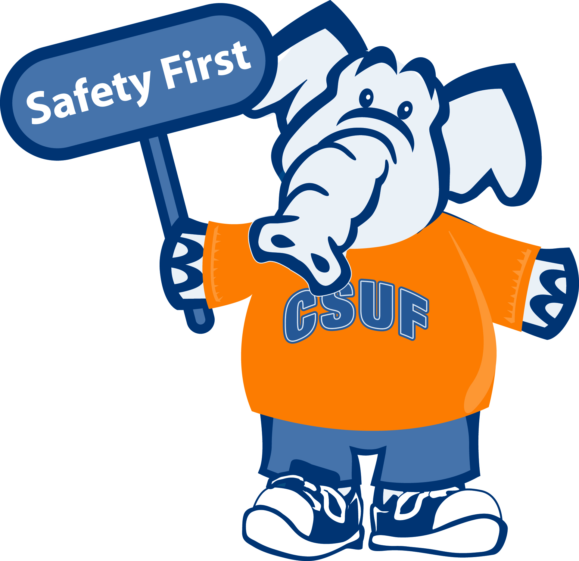 Elephant with the "Safety First" sign clipart free image download