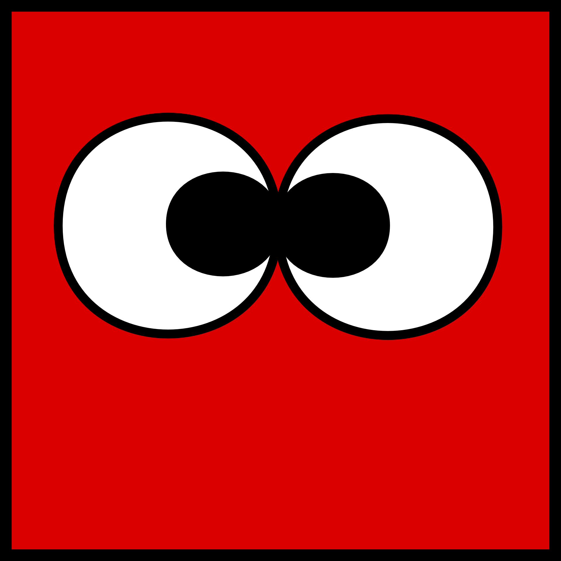 Square red smiley with eyes drawing free image download