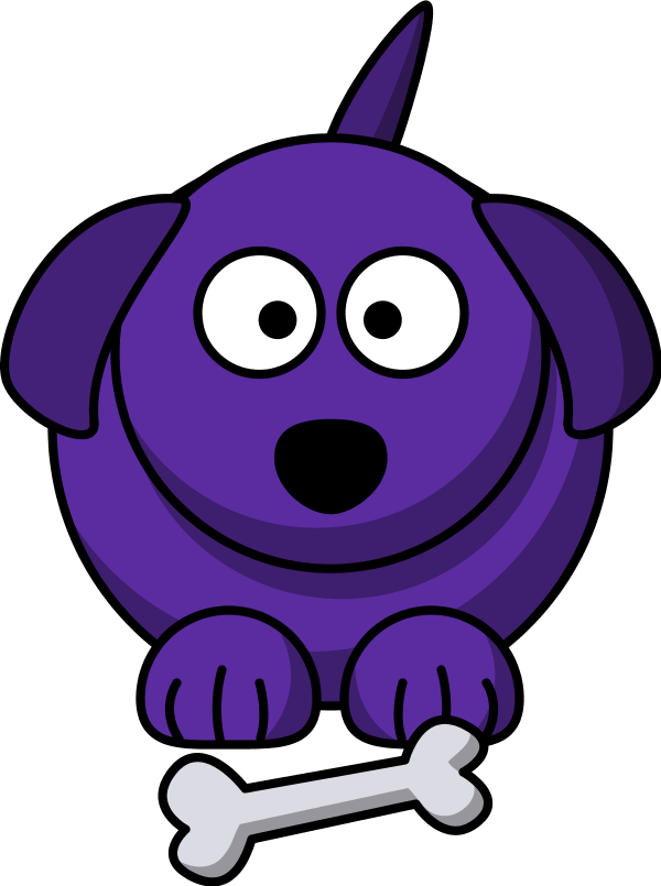 Drawing of a purple dog with a bone free image download
