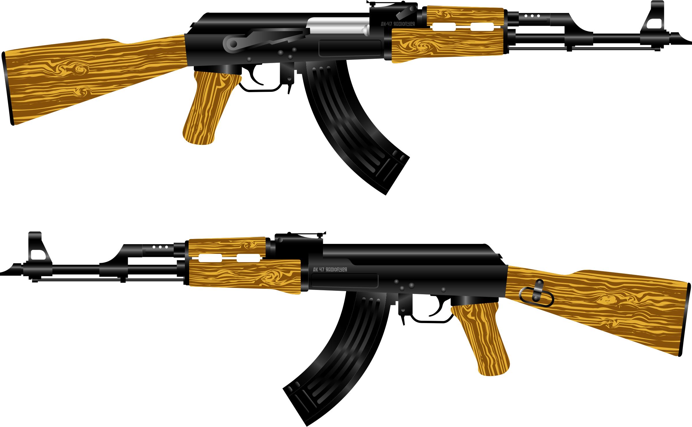 Two AK 47 assault rifles on a white background free image download