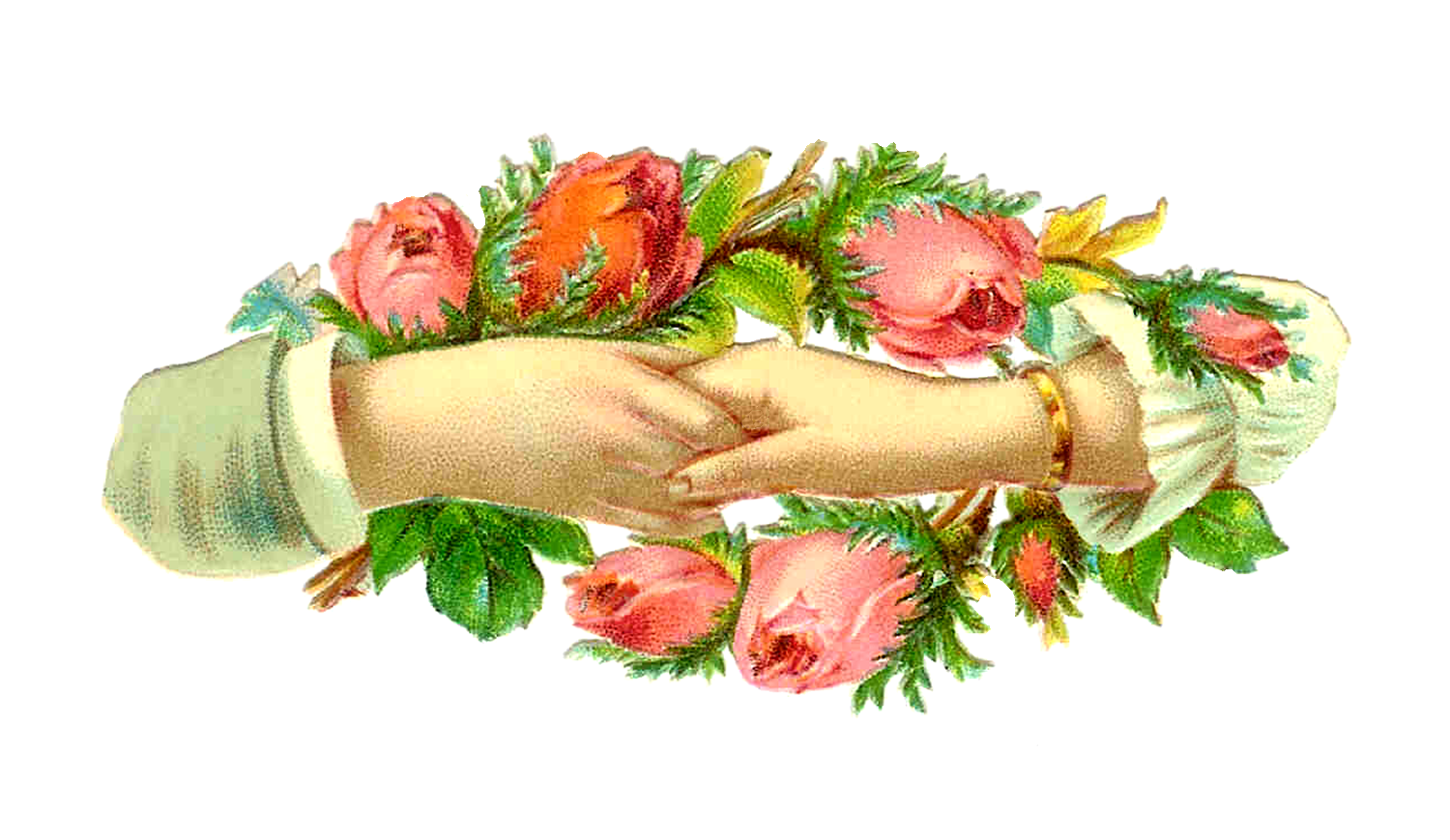 Hands among flowers as a victorian image free image download