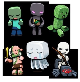 Cute Chibi Minecraft Mobs free image download