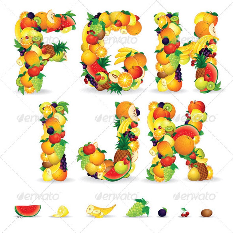 Fruit Letter Clip Art N2 free image download