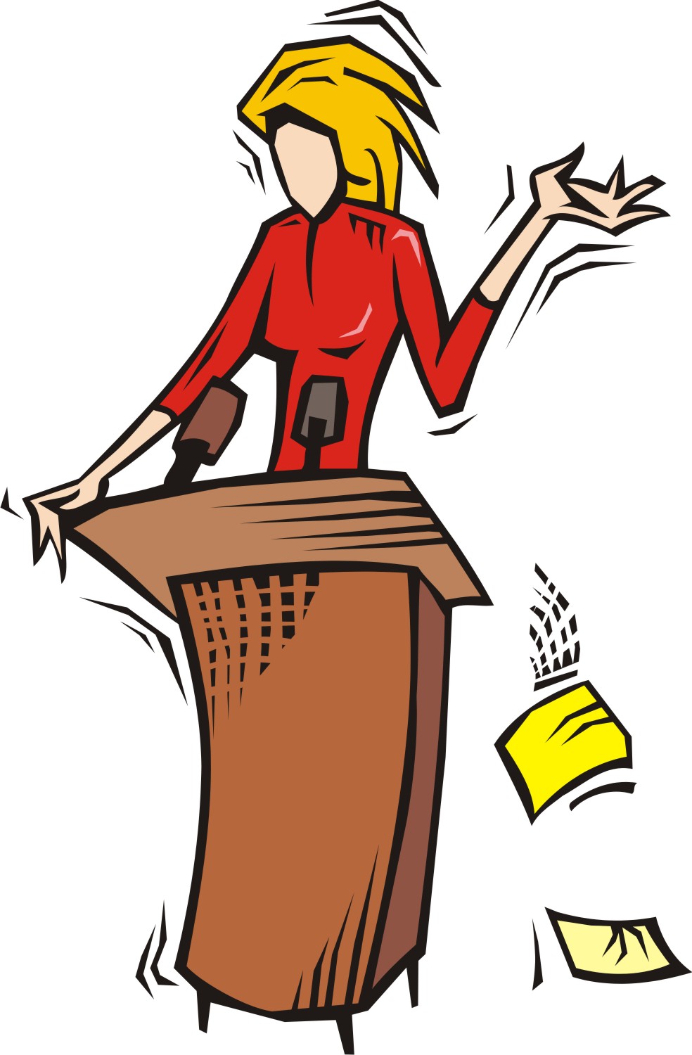 Female Speaker on tribune, drawing free image download
