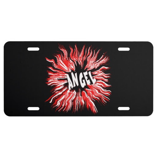 Angel Name Star In Red License Plate free image download