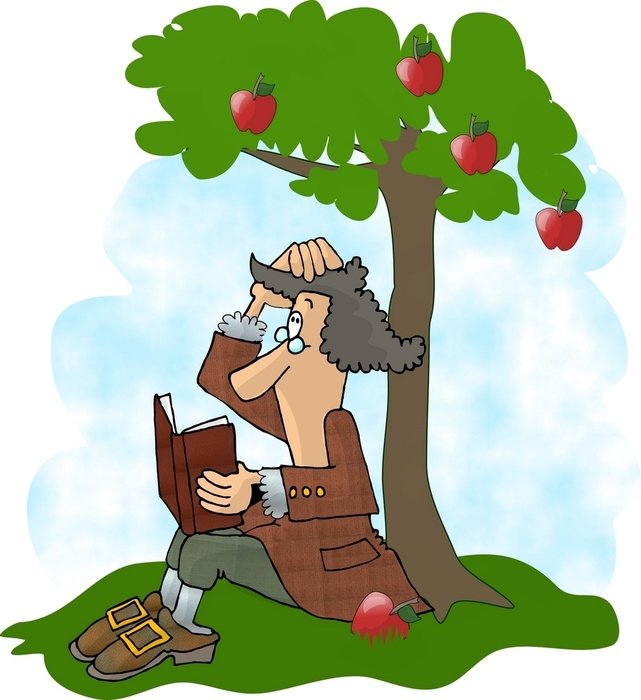 Isaac Newton and Apple Tree drawing free image download