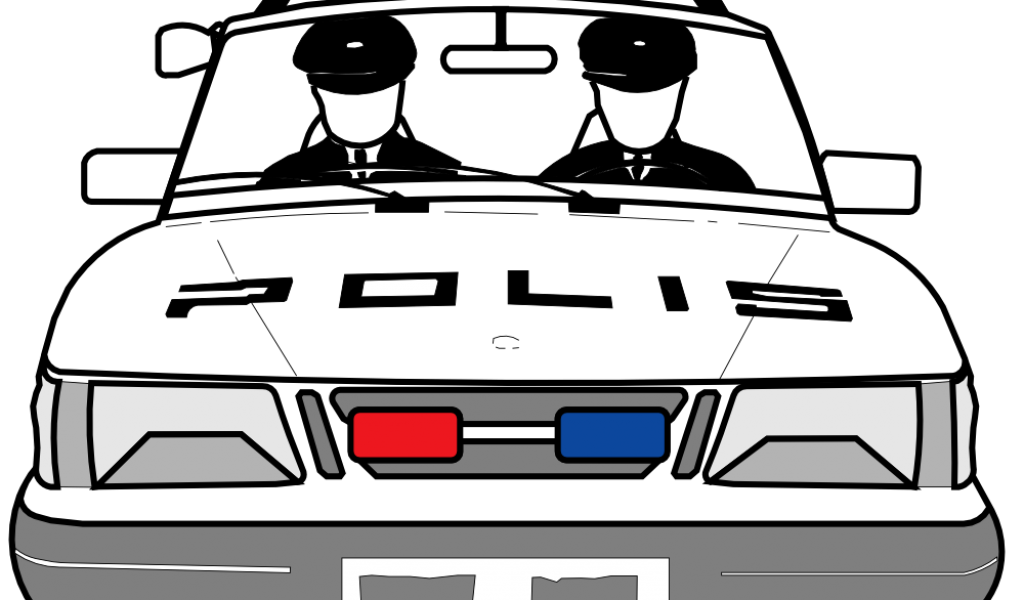Police Car, front view, drawing free image download