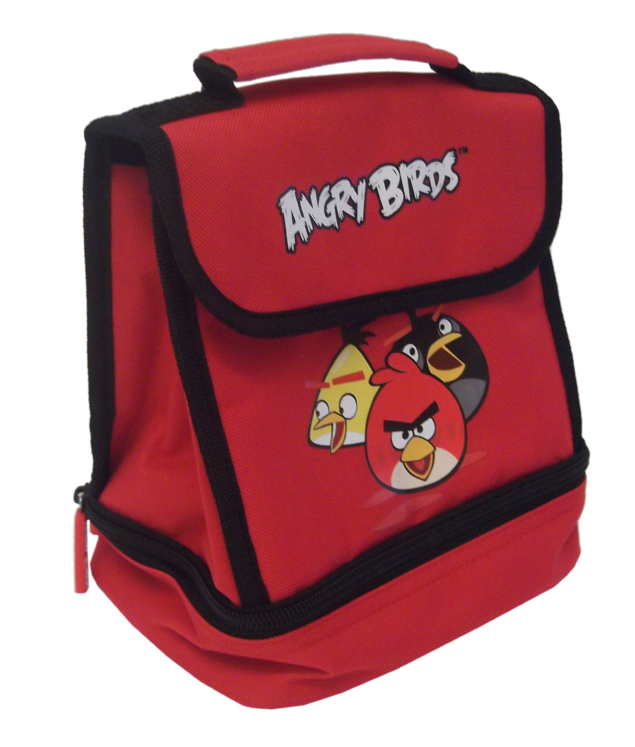 Red backpack with a pattern of angry birds free image download