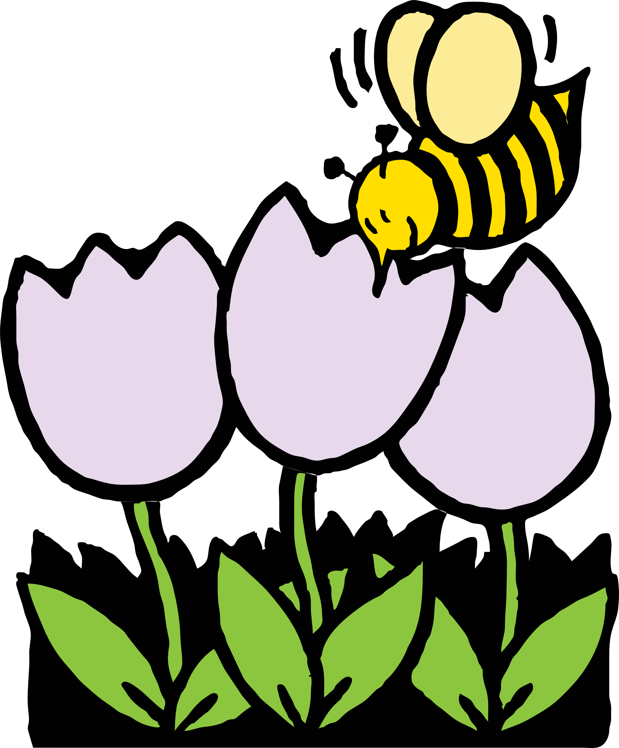 Cartoon Bee at purple Flower free image download