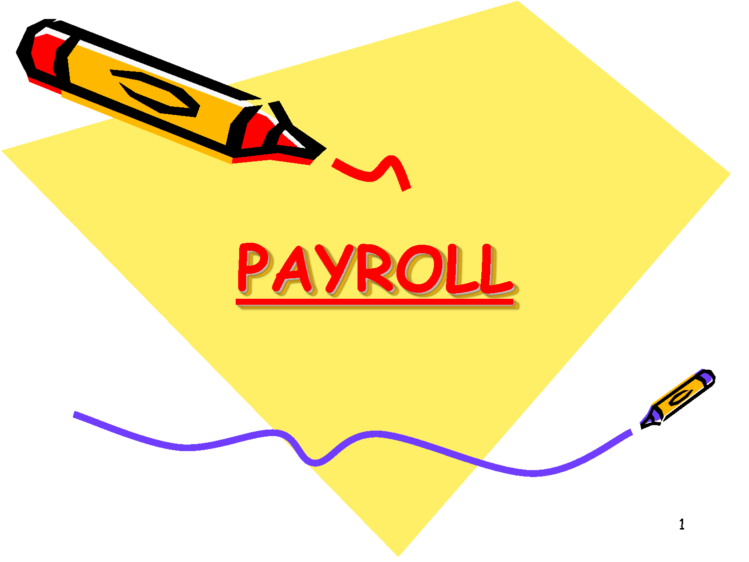 Payroll, red underlined word on yellow paper and markers, drawing free ...