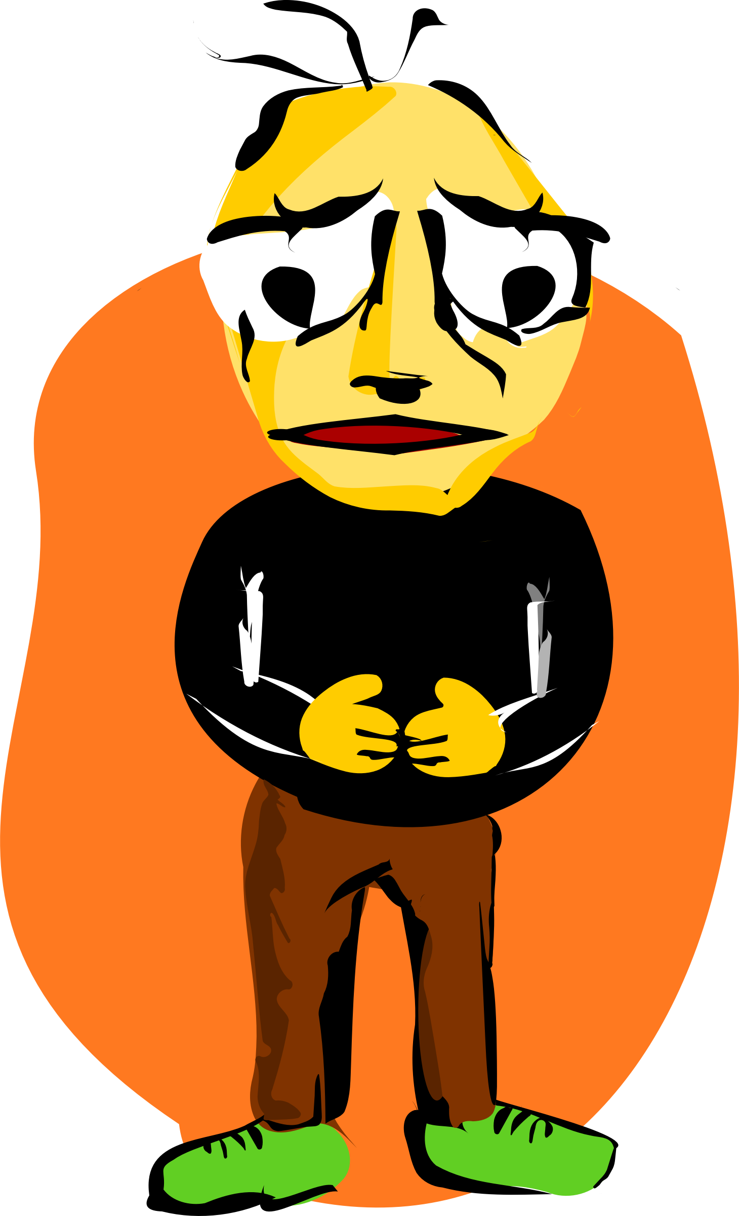 Cartoon sad man in green boots free image download