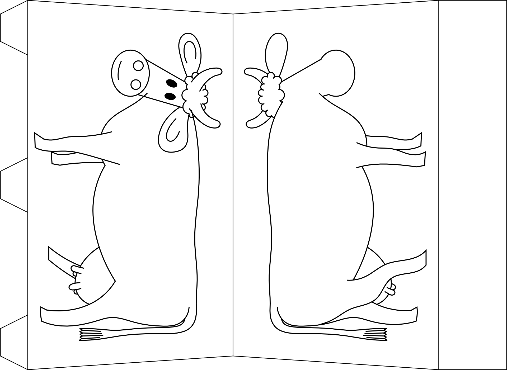 Cartoon cow, two side outline on paper free image download