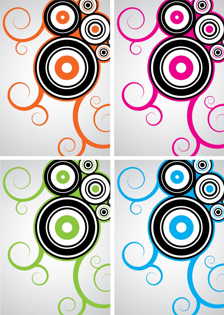 Set of colorful Vector Swirl Designs free image download