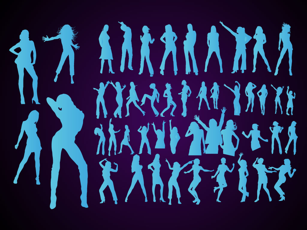 Club Dancing Girl Silhouette drawing free image download