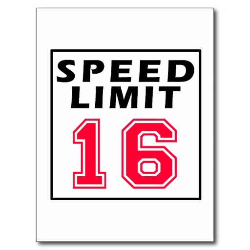 Speed Limit 16 Birthday Designs Postcards free image download