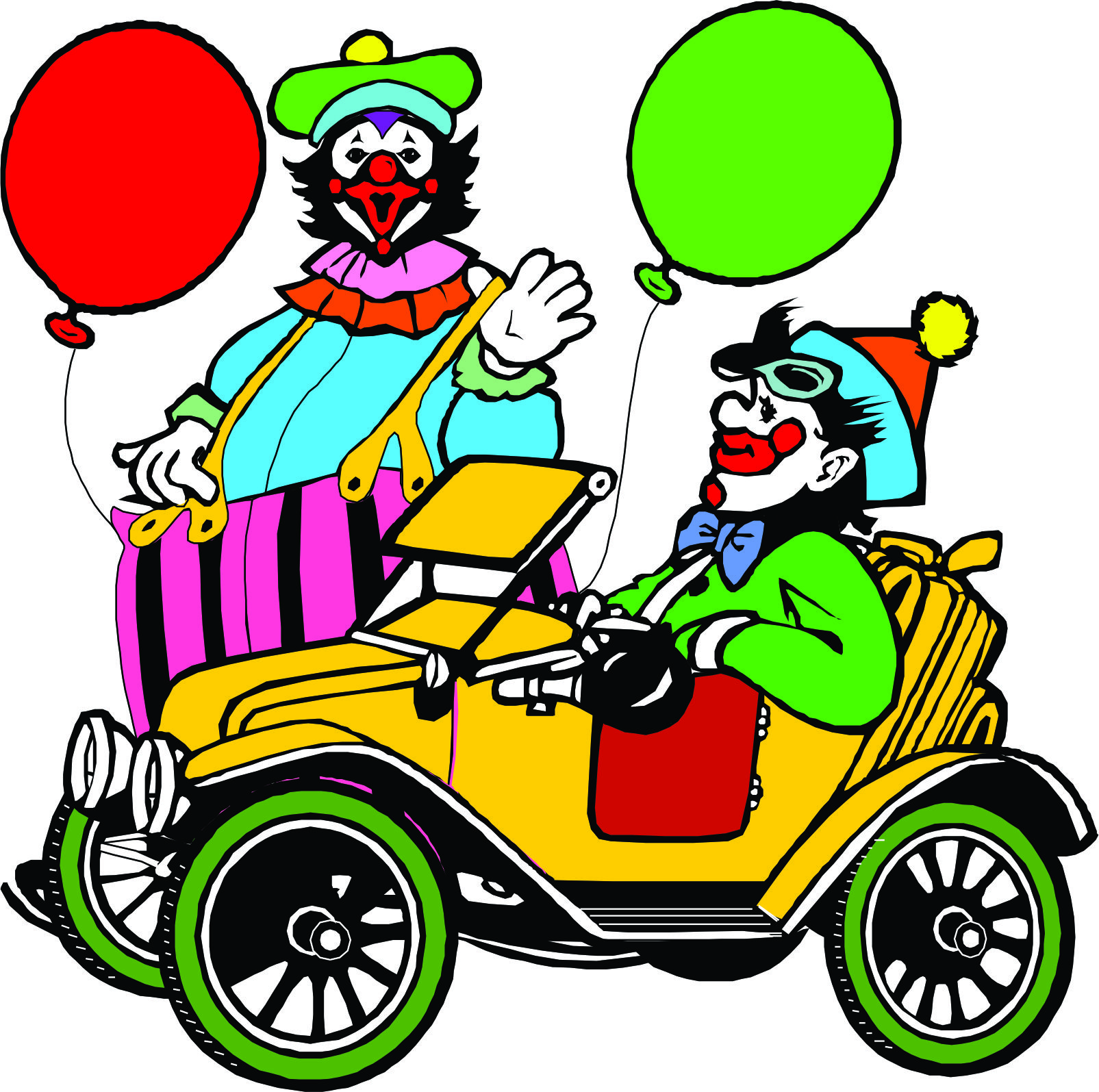 Cartoon Clown Car drawing free image download