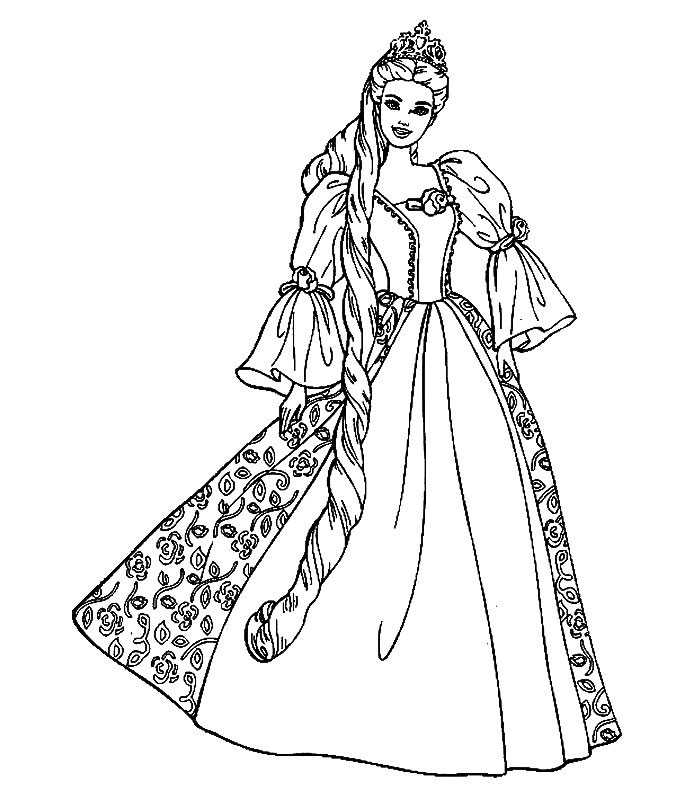 Black and white illustration of a princess free image download