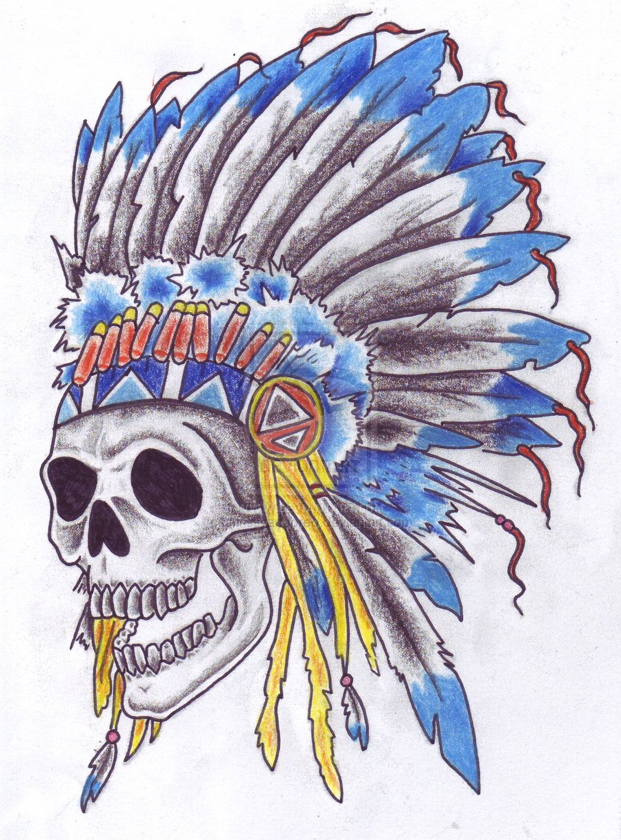 Skull with feather crown free image download