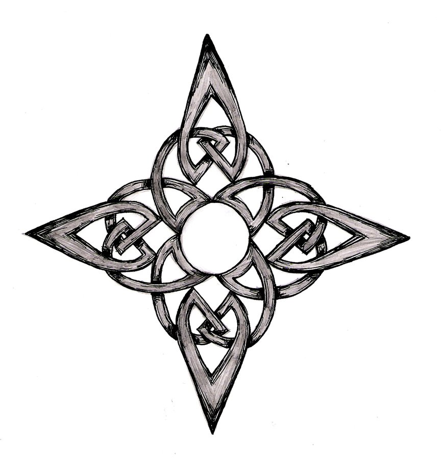 Four points star form Celtic Knot, drawing free image download