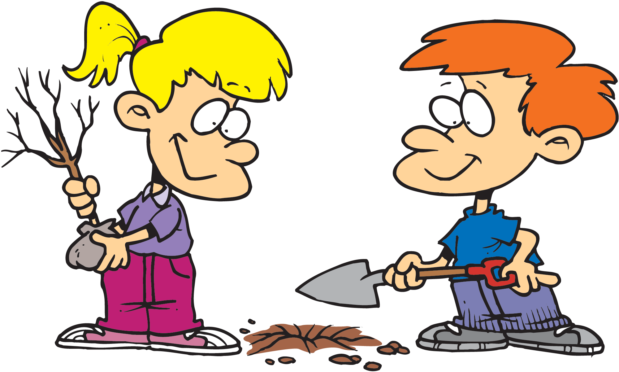 Cartoon Kid Planting Tree drawing free image download